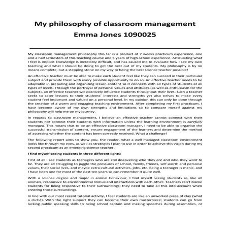 Philosophy of classroom management | PDF