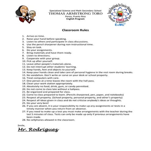 Classroom Rules | PDF | Secondary Education | Education