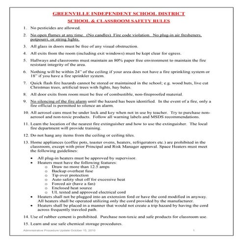 Classroom safety rules | PDF