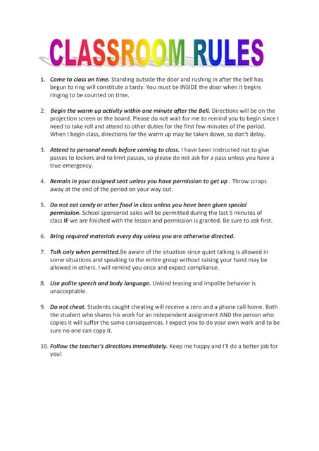 Regles de classe de francais | PDF