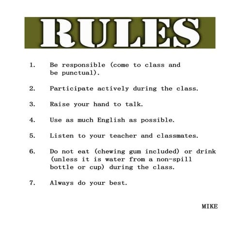CLASS RULES POSTER | PDF | Education