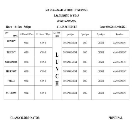Nursing education program and work with the CLASS SEDULE IV YEAR 22-23.docx
