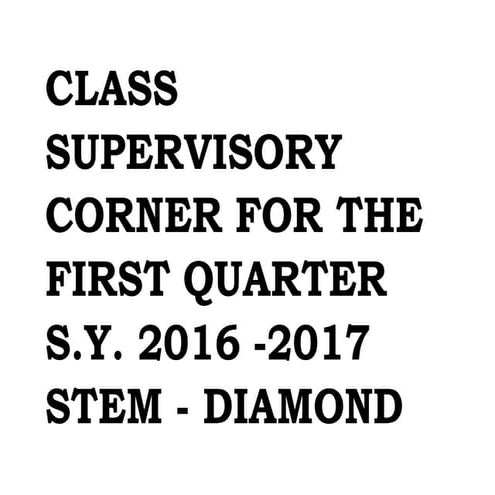 Class supervisory corner for the first quarter s | DOCX
