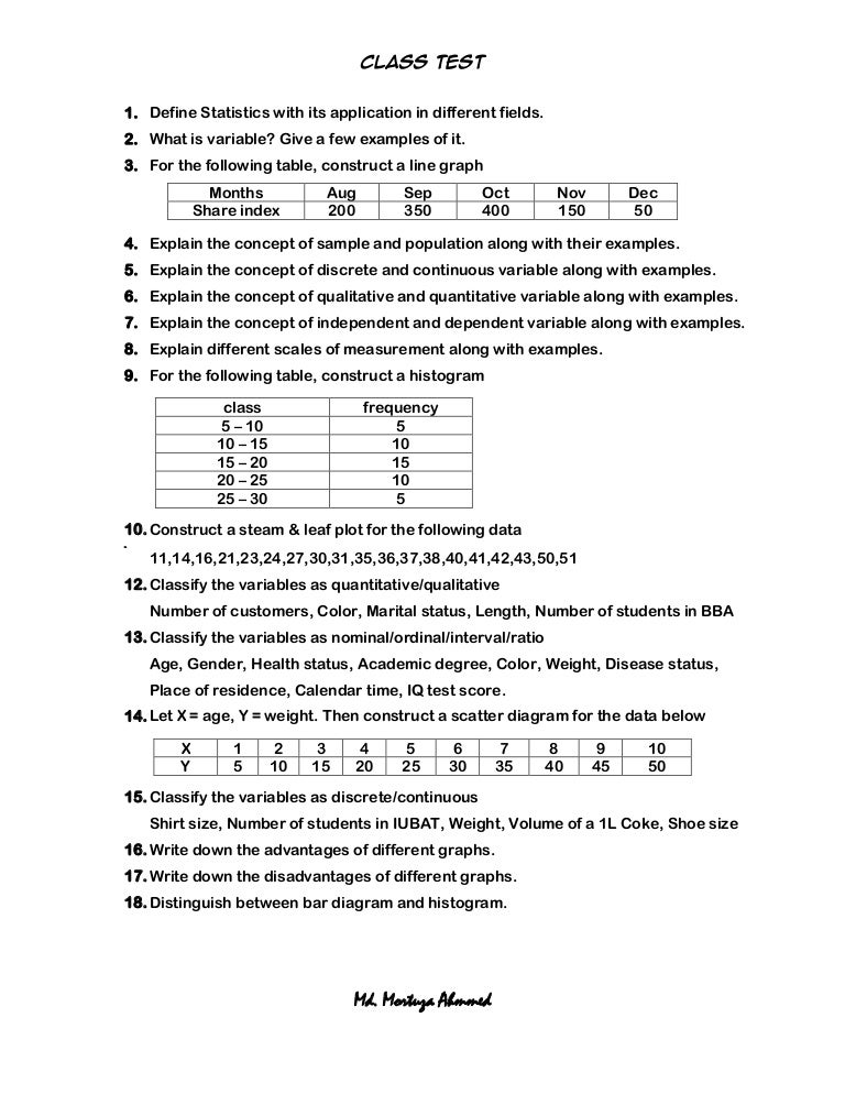 Exam Questions on Basic Statistics