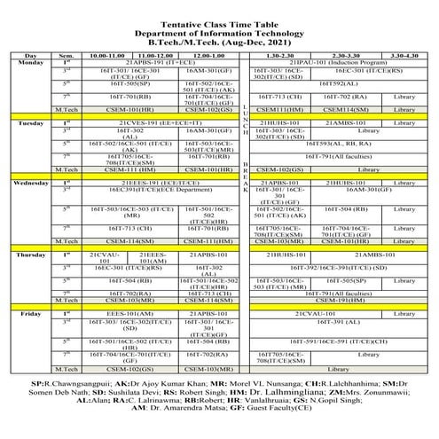 Class time table | PDF