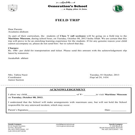 Class V Circular Field Trip | DOCX