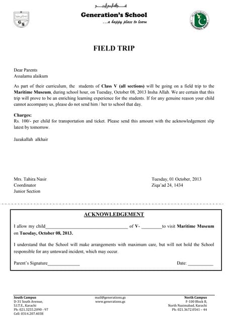 Class IV Circular Field Trip | PDF