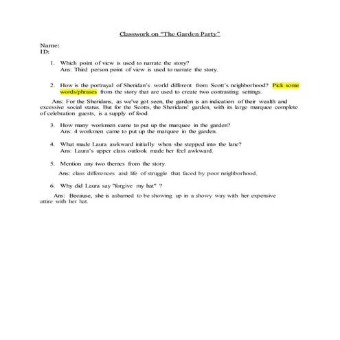 the garden party | DOCX | Gardening | Home & Garden