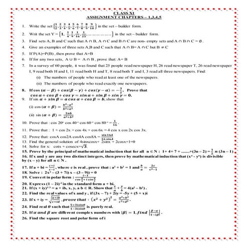 Class X1 assignment of chapters 1,3,4,5 | DOCX