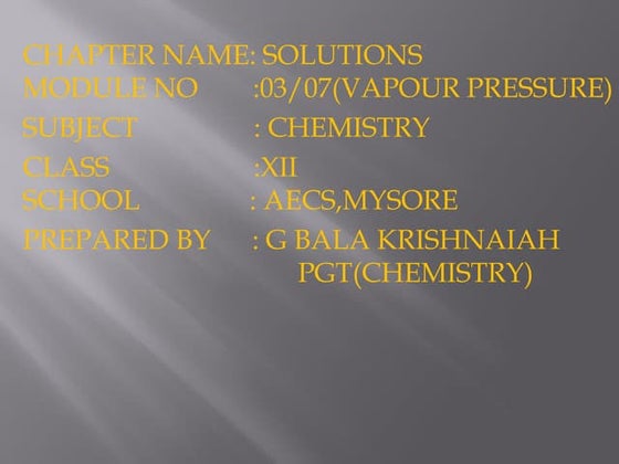 Vapour pressure and roults law | PPTX