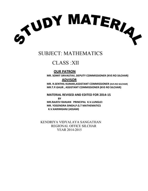 Class XII Mathematics Support Material | PDF Class XII Mathematics Support Material | PDF