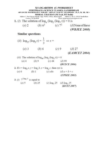 Class 11 Trigonometry worksheet 2 level 1 s | PDF