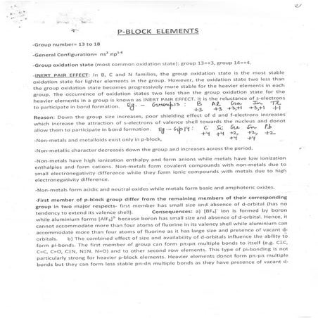 Class xi p block elements chapter 11 | PDF