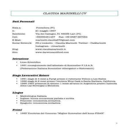 Claudia Marinelli CV | PDF