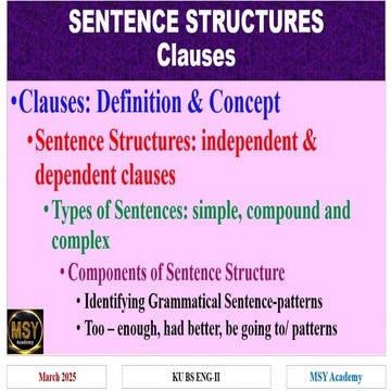 Clauses - Kinds of Sentences & Structures (notes).pptx