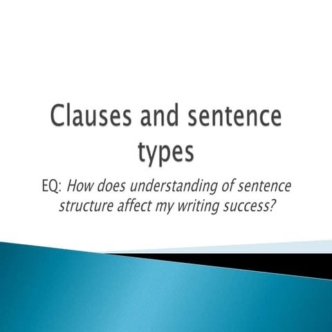 Clauses and sentence types lesson.ppt | Educational Assessment | Education