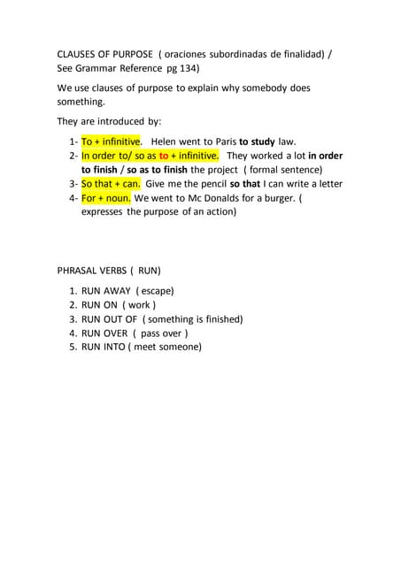 Clauses of purpose | PDF