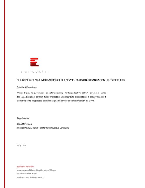 GDPR & You, Claus Mortensen, Ecosystm | PDF GDPR & You, Claus Mortensen, Ecosystm | PDF