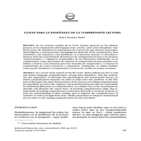Claves para la enseñanza de la comprensión lectora | PDF