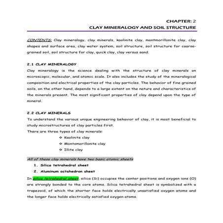 CLASSIFICATION, STRUCTURE, CHEMICAL COMPOSITION AND PROPERTIES OF CLAY ...