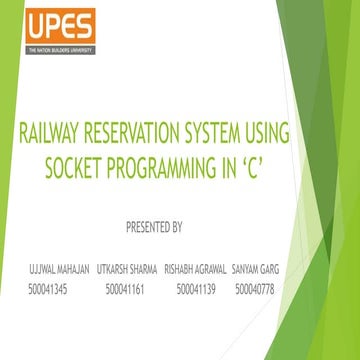 Railways reservation system using socket programming | PPTX | Computer Networking | Computing