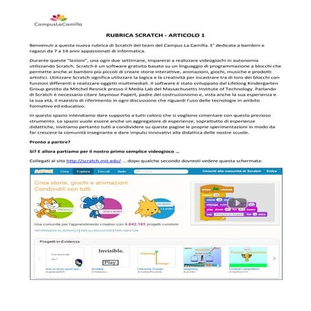 Corso di scratch - lezione 1 | PDF