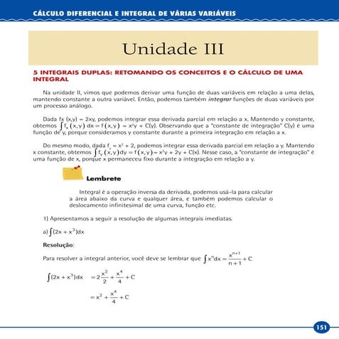 Cálculo diferencial e integral de várias variáveis unid iii | PDF