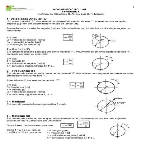 Cálculos movimento circular | PDF