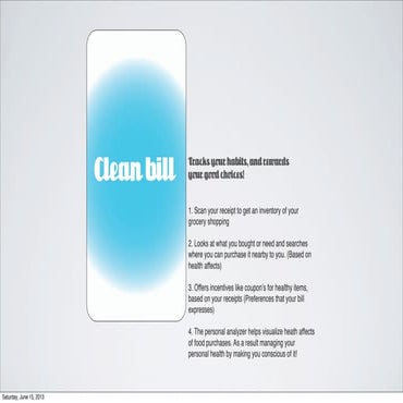 CleanBill - Track your habits and reward good choices for your health | PPT