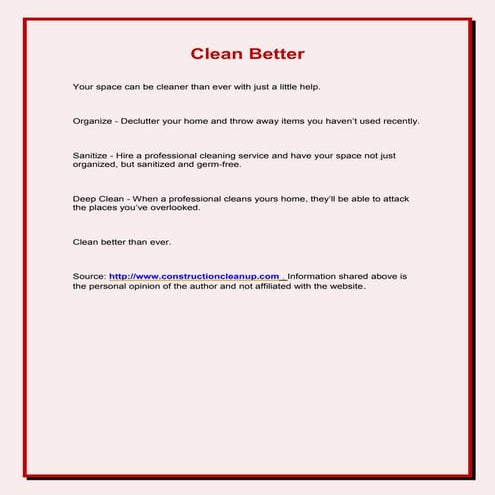 Clean Better | PDF