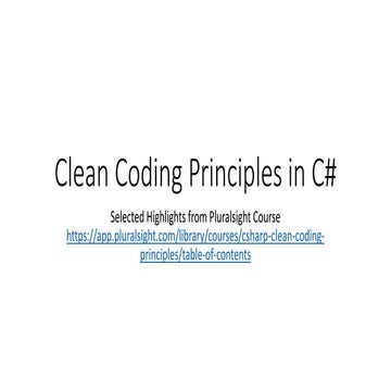 Clean coding principles in C# by jb | PPTX