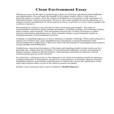 Clean Environment Essay | PDF