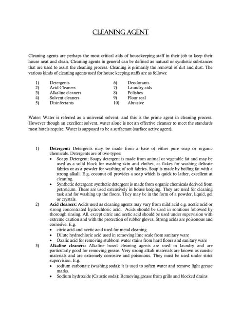 CLEANING AGENT | PPTX | Skin Care | Beauty