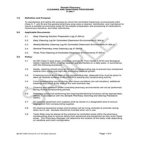 Cleaningand sanitizingprocedure | PDF