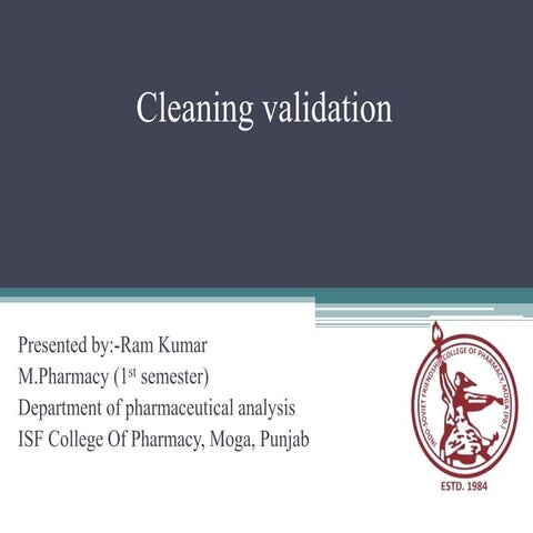 Cleaning validation | PPTX