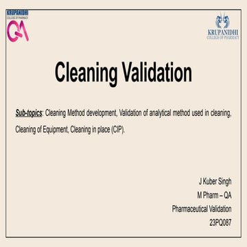 Cleaning validation | PPTX