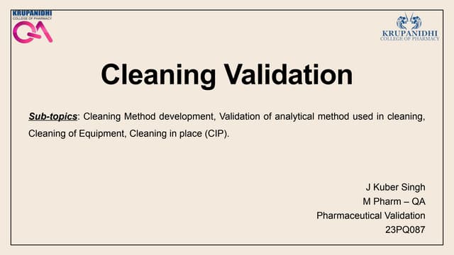 Cleaning validation | PPTX