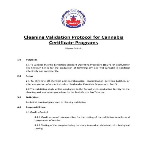 Cleaning Validation Protocol for Cannabis Certificate Programs.docx