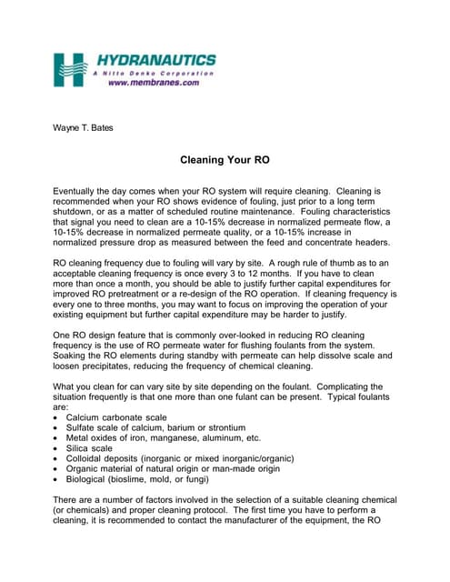 Design of reverse osmosis process plant | PPT | Chemistry | Science