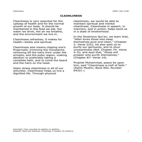 Cleanliness | PDF