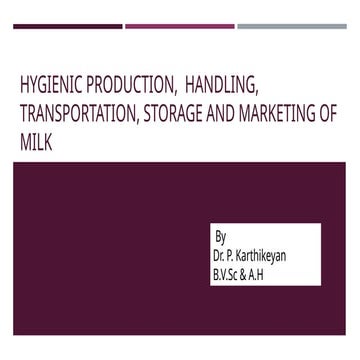 Clean Milk Production / Hygienic practices in production of milk | PPTX