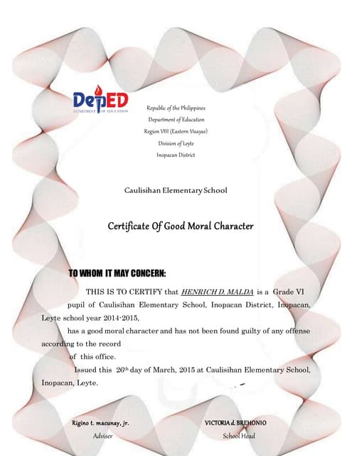 01 certificate of good moral character sample word | PDF