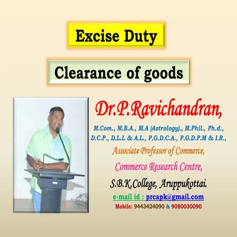 Clearance of excisable goods | PPTX