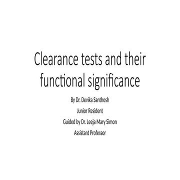 Clearance tests and their functional significance | PPT
