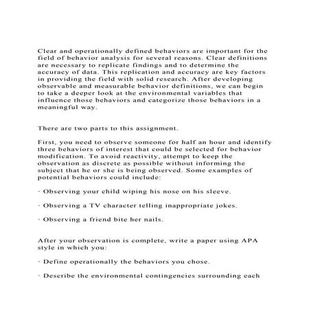 Clear and operationally defined behaviors are important for the .docx