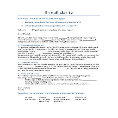 Clear email worksheet | PDF