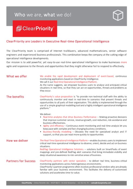 Clearpriority Operational Intelligence Platform | PDF