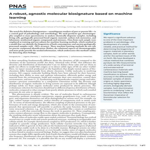 A robust, agnostic molecular biosignature based on machine learning | PDF