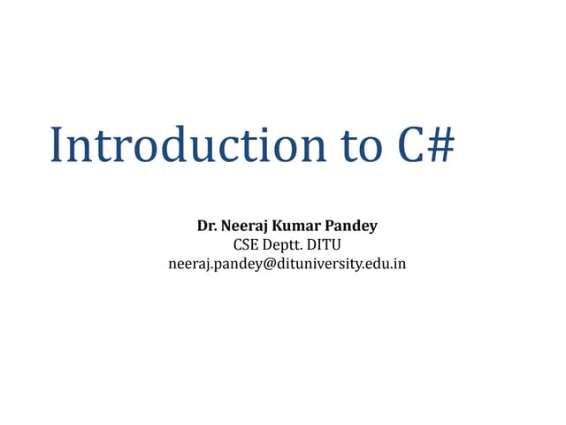 C Lecture 1 Introduction To Dot Net Framework Pptx