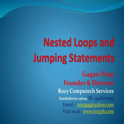 C Lecture 4 Nested Loops And Jumping Statements Slideshare Ppsx 5014